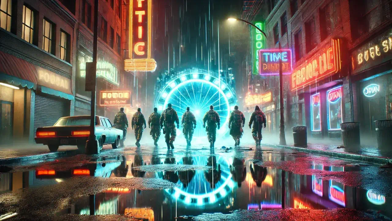 Radiant Doors: Time Travelers Flee Cyberpunk Future