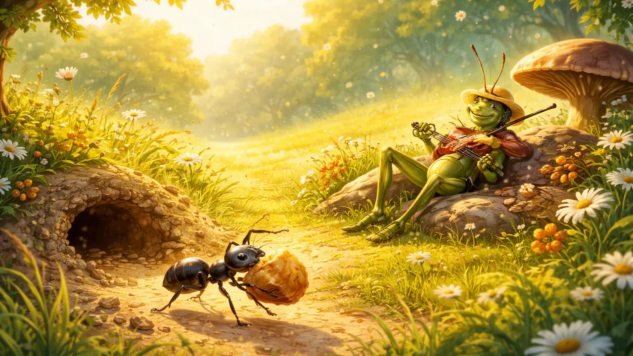 The Ant and the Grasshopper: Aesop's Fable